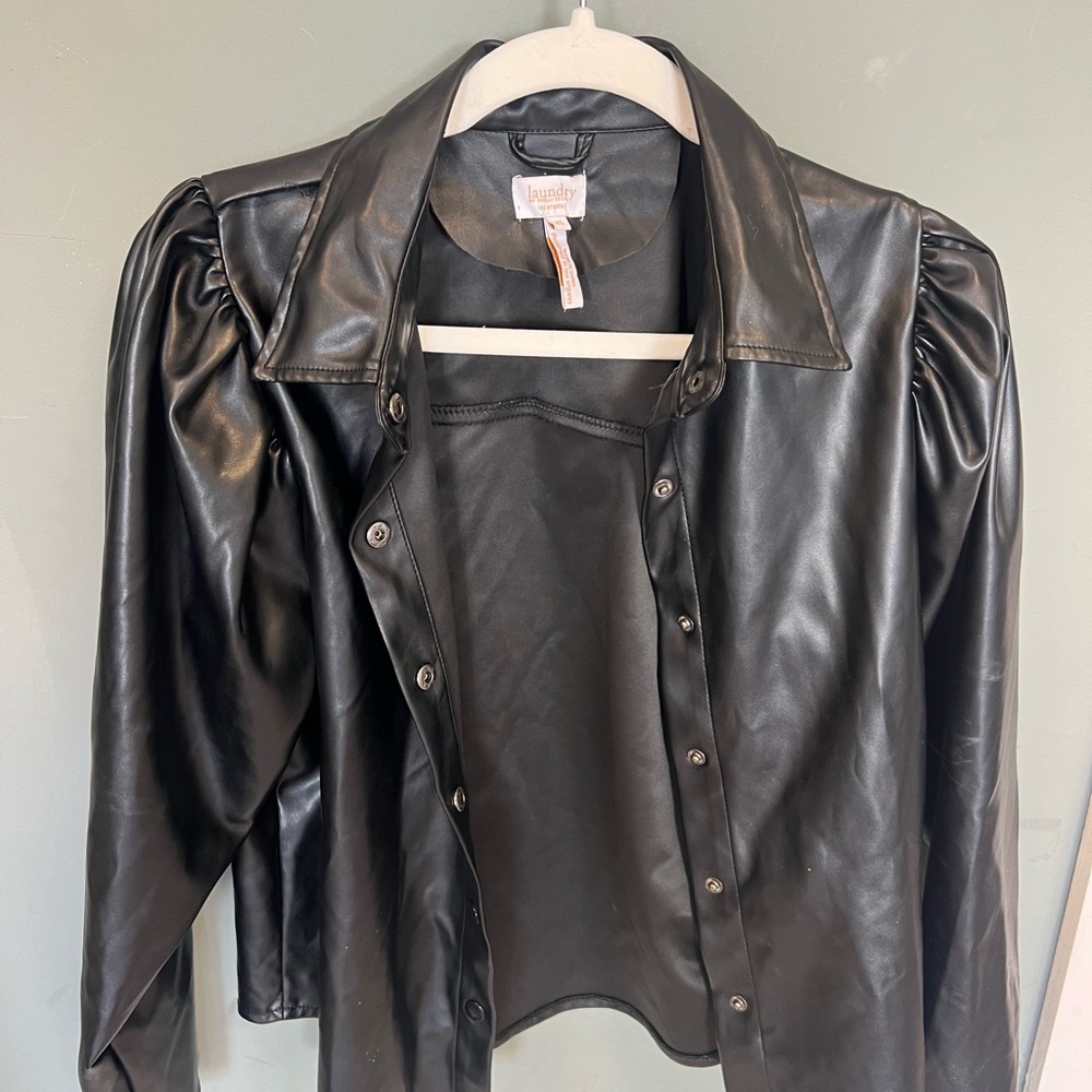 Laundry Leather Jacket With Puff Shoulders - Gem